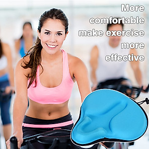 DAWAY Extra Soft Bike Seat Cushion - C6 Large Exercise Bicycle Saddle Cover, Thick Widen Foam & Gel Padded, Comfort Breathable Cycling Pad, Fit for Peloton Bikes, Indoor Outdoor Bycicle