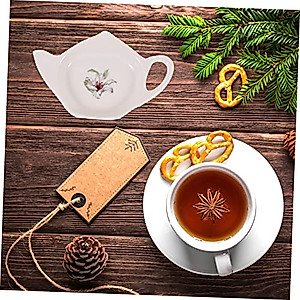 Cabilock 4pcs Ceramic Tea Bag Saucer Coffee Coasters Coffee Decor Cabinet Decor Tea Bag Holders Ceramic Ketchup Saucer Tea Bag Rest Tea Bag Trays Teabags Organizer Dipping Dishes White Gift