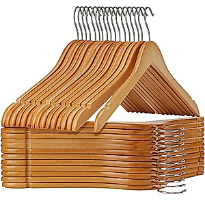 Ulimart Wooden Hangers Pack of 20 Wooden Shirt Hangers Durable Wood Hangers Ideal for Laundry & Everyday Use,Heavy Duty Hangers Clothes Hanger for Dress,Coats, Camisole,(Natural)