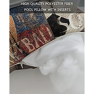 Recliner Head Pillow Ledge Loungers Chair Pillows with Insert Vintage Shabby Ball Rustic Wood Lumbar Pillow with Adjustable Strap Outdoor Waterproof Patio Pillows for Beach Pool Chair, 2 PCS