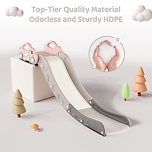 Toddler Indoor Sofa Slide – Stair Slide Attachment for Bed, Nugget Couch & Playgrounds, Car Shape - Pink