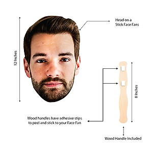 Voila Print Custom Face Fans 12” With Wooden Handle, Wedding Heads, Graduation Head, Bachelorette Groom Face, Birthday Party Head Fans (1)