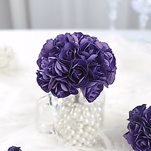 Balsa Circle 144 Purple Craft Paper Roses - Mini Flowers for DIY Wedding Birthday Party Favors Decorations Supplies Bulk