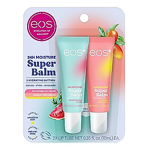 eos 24H Moisture Super Balm- Watermelon Frosé & Mango Melonade, Lip Mask, Day or Night Lip Treatment, Made for Sensitive Skin, 0.35 fl oz, 2-Pack