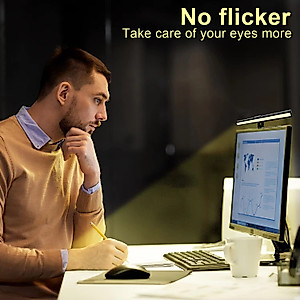 Monitor Light Bar, Monitor Lights USB Powered LED Computer Light, 3 Switchable Light Modes, Dimmable Monitor Lamp, Computer Monitor Light for Desk/Office/Home, Black