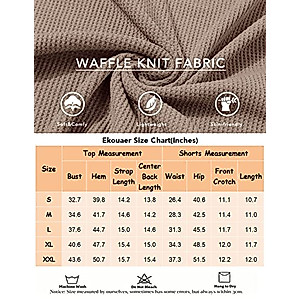 Ekouaer Soft Pajamas for Women Comfort Waffle Knit Cami Pj Set,White,Small