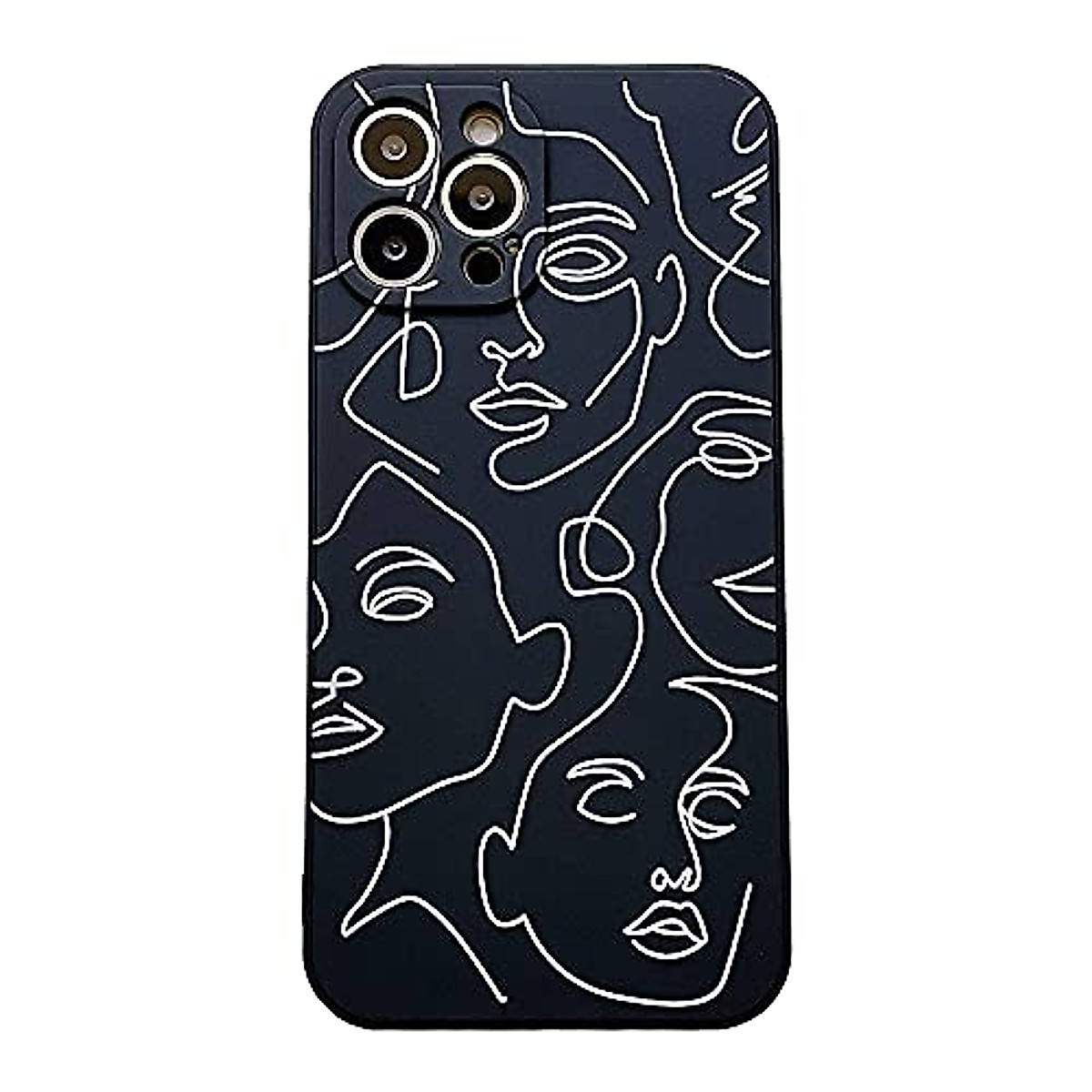 Compatible with iPhone 14 Pro Phone Case Art Abstract Line Face Design Silicone Protective Cover for Apple iPhone 14 Pro 6.1 Cases - Black