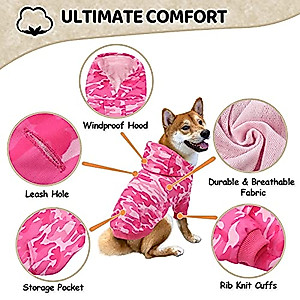 AOFITEE Camo Dog Hoodie Coat Warm Dog Shirts Vest, Camouflage Pet T-Shirt Sweatshirts with Pocket, Cozy Puppy Pollover Pajamas Dog Cold Weather Clothes Apparel for Small Medium and Large Dog