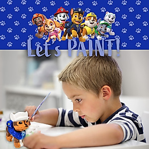 Gift Boutique Paint Your Own Paw Patrol Figurines, Paintable Art Craft Set for Kids Includes Decorating Paw Figures Marshall Rubble Chase and Rocky, 8 Pots of Paint, Paint Brush and Bookmark