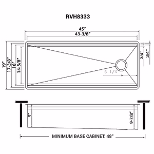 Ruvati 45-inch Workstation Ledge Kitchen Sink Undermount 16 Gauge Stainless Steel - RVH8333