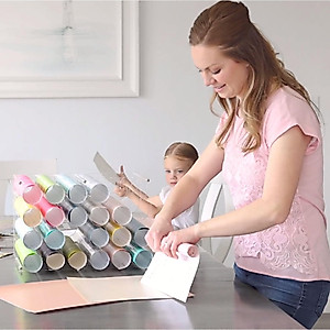 Qivine Vinyl Holder Craft Organizers and Storage, 2Pcs Craft Storage Vinyl Roll Holder with 25 Holes, Acrylic Craft Room Storage and Organization for Scrapbook