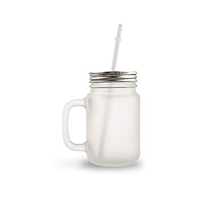 Mason Blank Sublimation Frosted Glass Jar Mugs 430ml with Glass Handles and Straw Drinking Heat Press Dye Transfer 4 pieces