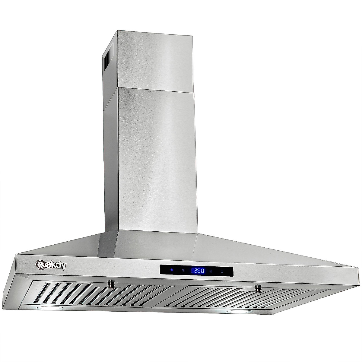 AKDY 30 in. Wall Mount Range Hood, 3-Speed Fan and LED Lights in Stainless Steel, Convertible Range Hood Ducted to Ductless with 2-Sets of Carbon Filters