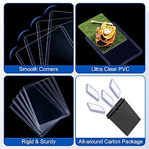 32 Count Topload Card Holder, Sooez 35PT Topload Card Protector, 3" x 4" Hard Plastic Card Sleeves, Baseball Card Protector, Rigid Toploading Card Case for Collectible Trading Sports Cards