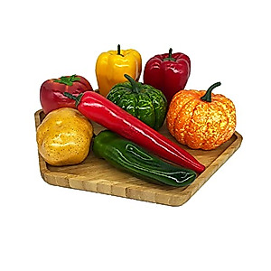 PAFREWOG Bamboo Serving Trays Charcuterie Platter 16.5"x11.8"（42x30cm with Handle, Set Includes 1xHexagon 12.5"(32cm)+1xSquare 7.8"(20cm)+1xSquare 5.9"(15cm) Small Plates for Family Dinner