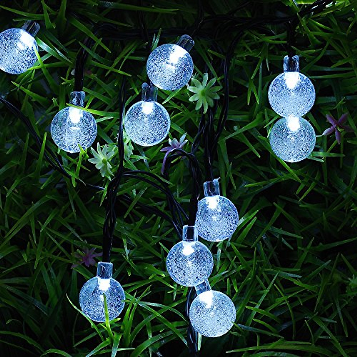 Solar Globe Lights Outdoor,20FT 30 LED Waterproof Fairy String Lights Hanging for Indoor/Outdoor Commercial Decor Ambiance Lighting for Garden Backyard Wedding Holiday Party(8 Modes/White)
