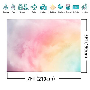 AIIKES 7X5FT Rainbow Cloud Birthday Backdrop Gradient Color Cloud Photography Backdrop Baby Shower Girl Birthday Cake Smash Wedding Party Decoration Photo Studio Props 12-420
