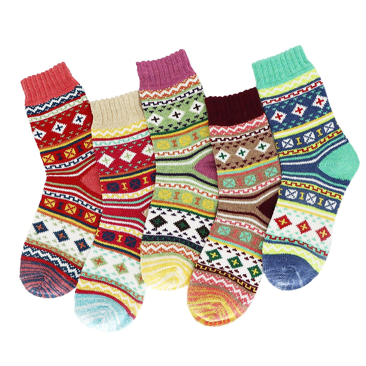 YZKKE 5Pack Womens Warm Wool Soft Cozy Crew Socks for Fall Winter Christmas Gifts Size 5-9