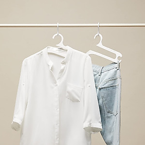 Hurdle Hanger, International Design Patented, No Stretch Neck, Organizes in 1 Second, Space-Saving, Heavy-Duty, Non-Slip, Multi-Functional Hooks, Clothes Hangers, Belt, Tie, White Medium - Pack of 10