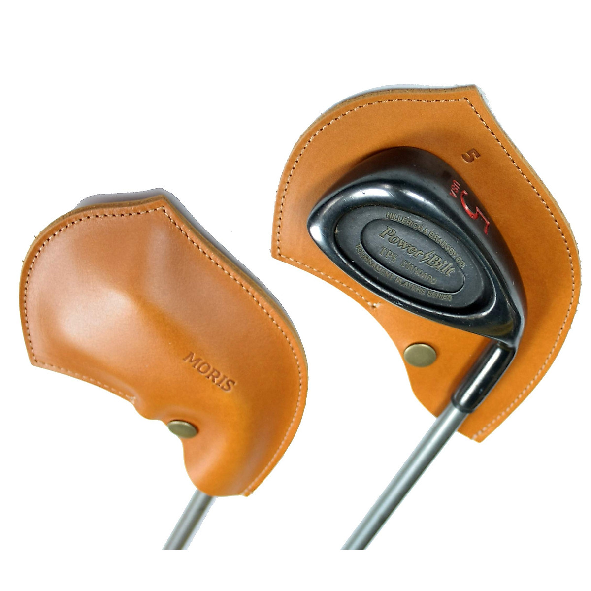 moriskorea Golf Club Head Cover (11pcs) Custom Initial Wedge Iron Protective Cowhide Full Grain Vegetable Leather Fit All Brands Titleist, Callaway, Ping, Taylormade, Cobra Etc. 1 Set. (Black)