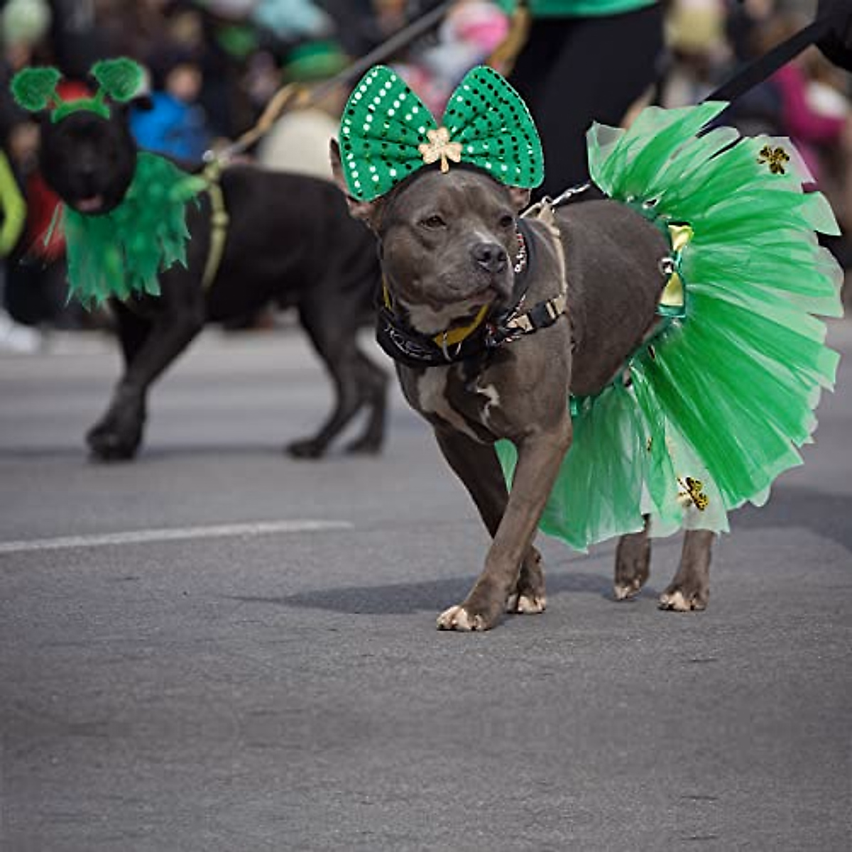 4 Pcs St Patrick's Day Dog Costume Pet Costume, Tutu for Dogs Sequins Bowtie Shamrock Headband Dog Dress Tutu Collar Green Puppy Skirt for St. Patrick's Day Irish Party Dog Pets Accessories Photo Prop