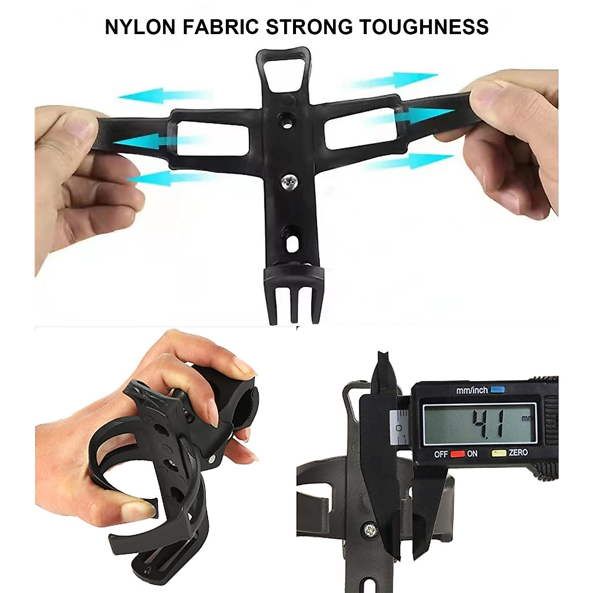 2 Pack Bike Bottle Holder, Universal Bicycle Water Bottle Cage Holder, Water Cup Holder for Bike Stroller Walker, Adjustable Mountain Bike Drink Cup with 360 Degree Rotating for Cycling MTB Black+Red