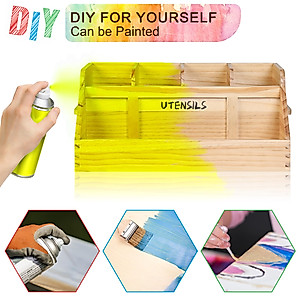 Asaultker Large Kitchen Utensil Holder for Countertop with 5 Compartments, Utensil Holder Kitchen Utensil Organizer with Handles, Wood Utensil Holder for Home Decor (Utensil Not Included)