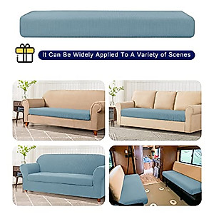 SUBRTEX Stretch Sofa Cover Set 1 Piece Sofa Slipvover with A Gift Cushion Cover for 2 Cushion Couch Loveseat(Steel Blue,Loveseat)