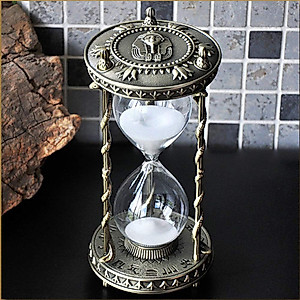 LZYDM Hourglass Sand Timer 30 Minutes, Decorative Antique Brass Ancient Civilization Egyptian Pyramid Sand Clock Carving Art Unique Hourglass for Office Wedding Desktop Home Decor