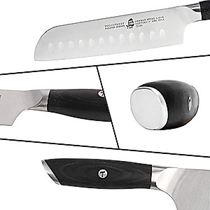 TUO Kitchen Santoku Knife - 7 Inch Asian Knife Japanese Chef Knife- German HC Steel Kitchen Knife with Pakkawood Handle - FALCON SERIES with Gift Box