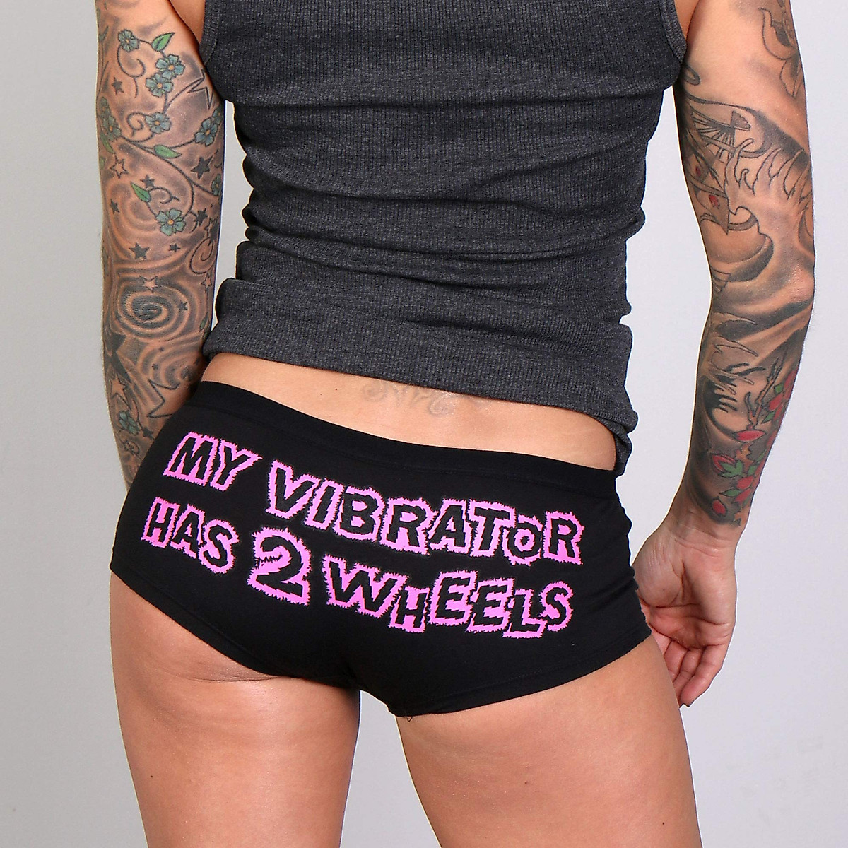 Hot Leathers Women's My Vibrator Has Two Wheels Boy Shorts (Multicolor, X-Large)