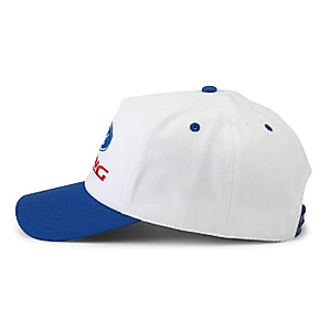 AMERICAN NEEDLE Ford Roscoe Adjustable Snapback Baseball Hat, White/Royal Blue (23008A-FORD-WHRO)