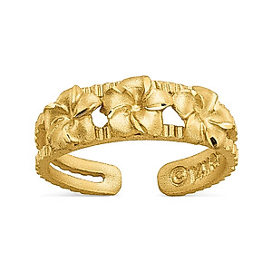 14K Yellow Gold Plumeria Toe Ring - Jewelry By Sweet Pea
