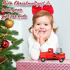 Christmas Red Truck Decor Vintage Red Truck Decor Handcrafted Red Metal Truck Car Model Farmhouse Truck Planter Decor for Christmas Decoration Kitchen Bedroom Garden Outside Home Decor (Novel Style)