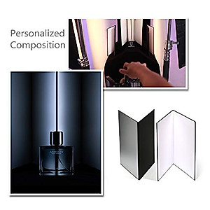 (2 Pcs) Light Reflector 3 in 1 Photography Reflector Cardboard, A4 (12x8 Inch) Size Folding Light Diffuser Board for Still Life, Product and Food Photo Shooting - Black, Silver and White, 2 Pack