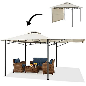 AVAWING 10x10 FT Gazebos for Patios, Large 2-Tier Outdoor Garden Canopy Tent with Ventilation and Adjustable Half Awnings for Party, Backyard