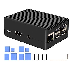 Geekworm for Raspberry Pi 3 B+ Case, Aluminum Alloy Heavy Duty Passive Cooling Metal Case with Heatsink Pillar Compatible with Raspberry Pi 3 Model B+/Raspberry Pi 3 Model B-Black (P252)
