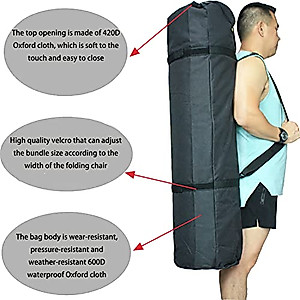 Folding Chair Replacement Bag, Heavy Duty Camp Chair Storage Bag Carrying Bag with Shoulder Strap for Coleman, Coastrail, Kijaro, GCI Folding Camping Chair (48 Inches)