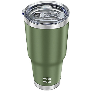WETOWETO 30oz Tumbler, Stainless Steel Vacuum Insulated Water Coffee Tumbler Cup, Double Wall Powder Coated Spill-Proof Travel Mug Thermal Cup for Home Outdoor (Army Green, 1 Pack)