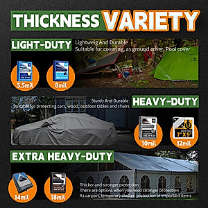 Tarps Heavy Duty Waterproof 6x8 Feet, 10Mil Multipurpose Small Tarp Cover with Metal Grommets and Reinforced Edges, Silver/Brown Tarp by RAINDEWAY