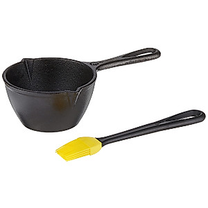 Lodge Cast Iron Silicone Brush Melting Pot, 15.2 oz, Black & ASHHM41 Mini Silicone Hot Handle Holder, Red