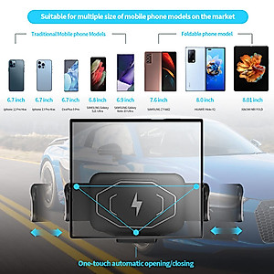 FULNEY Wireless Car Charger Mount, 15W Car Wireless Charger Holder for Air Vent & Dashboard, Compatible with Galaxy Z Fold 4/3/2/iPhone 14/13/12/11/X/8 Series/Samsung S22 Ultra/Note20