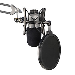 AT2020 Shock Mount with Pop Filter, Foam Windscreen Reduces Vibration Noise and Improve Recording Quality for AT2020USB+ Condenser Mic by YOUSHARES