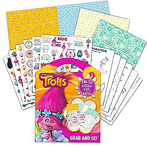 Trolls Backpack and Lunch Bag Set - 16” Trolls Poppy Backpack Bundle with Water Pouch, Stickers | Trolls Backpack for Girls