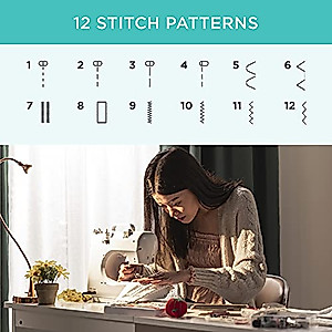 Best Choice Products Compact Sewing Machine, 42-Piece Beginners Kit, Multifunctional Portable 6V for Beginner w/ 12 Stitch Patterns, Light, Foot Pedal, Storage Drawer - Gray/White