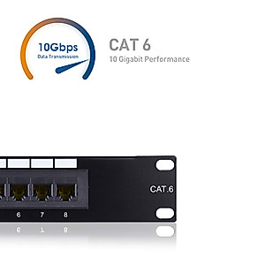 [UL Listed] Cable Matters Mini 8-Port Patch Panel with Mounting Bracket - Compact 10-Inch Wall Mount with 10G Ethernet Support