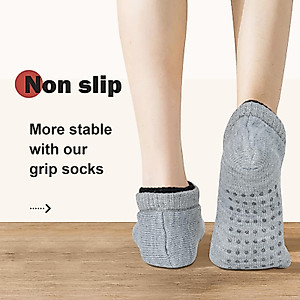 American Trends Slipper Socks Womens Fuzzy Socks with Grips Winter Non Slip Socks for Women Christmas Gift Warm Socks Grey Black Snow