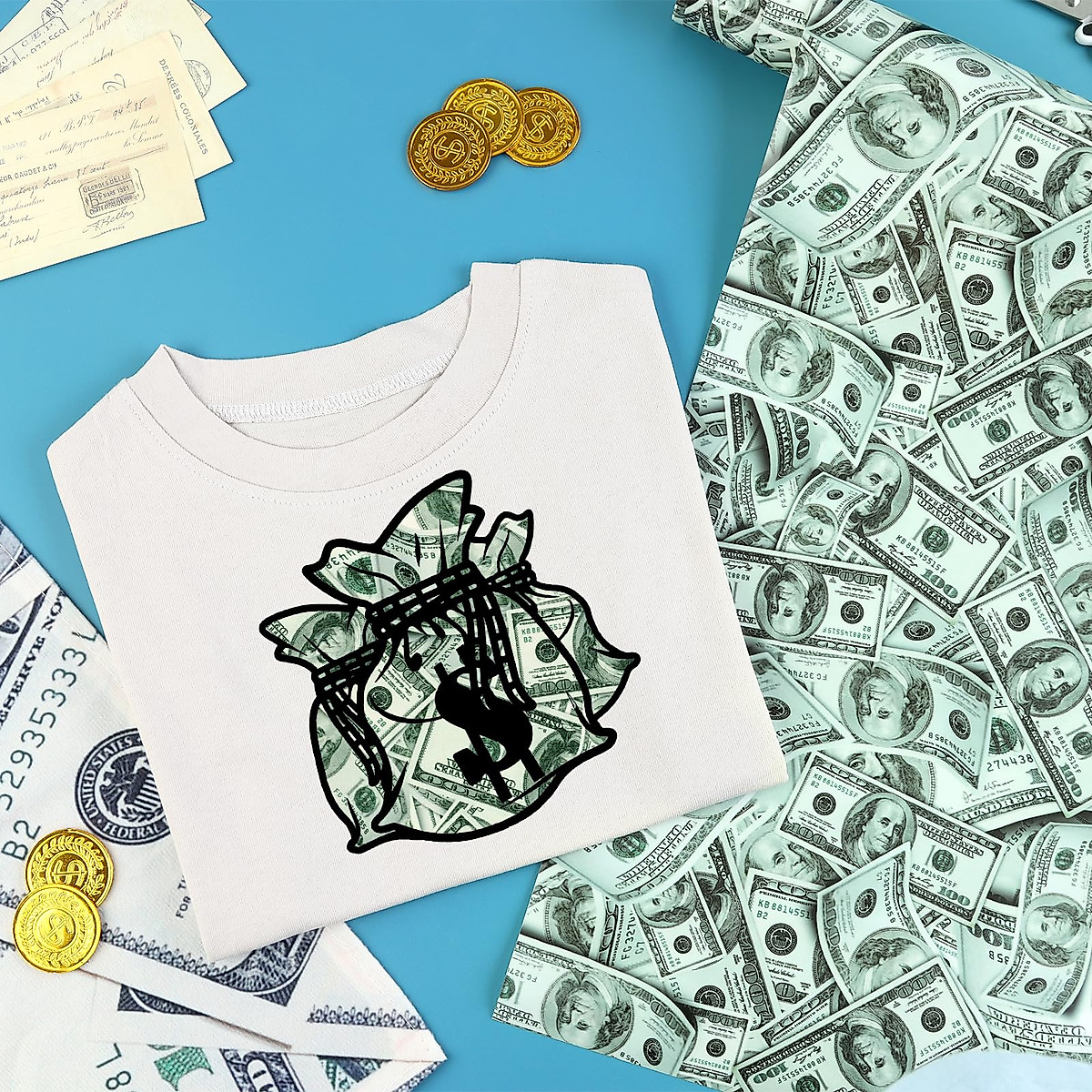 HTVSTD Heat Transfer Vinyl Roll - Hundred Dollars Patterned HTV Vinyl Heat Transfer Vinyl HTV Money Patterned Iron On Vinyl for T-Shirts Heat Transfer Vinyl for Fabrics (12inches*5ft)