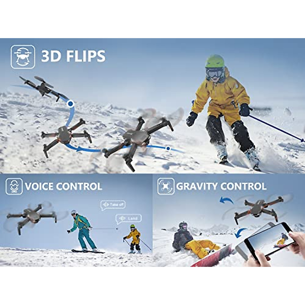 heygelo S90 Drones with Camera for Adults, 1080P HD Mini FPV Drone for Kids Beginners, Foldable RC Quadcopter Toys Gifts for Boys Girls with Altitude Hold, Gravity Control, 2 Batteries and Carry Case