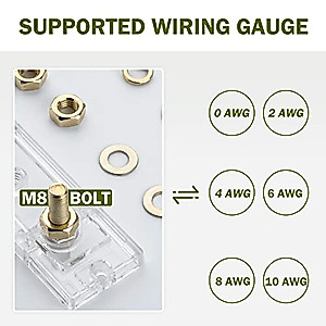 HQST 30 Amp ANL Fuse with Transparent Holder Fits for 10/8/6/4/2/0 Gauge Wire